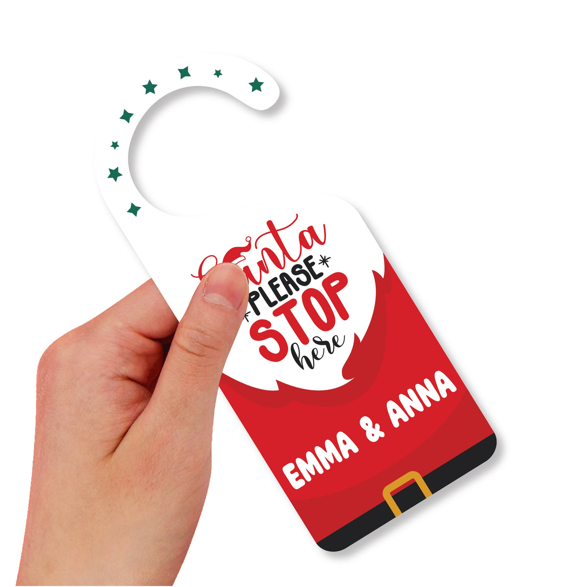 Santa Please Stop Here Personalized Door Hanger, Santa Doorknob Sign ...