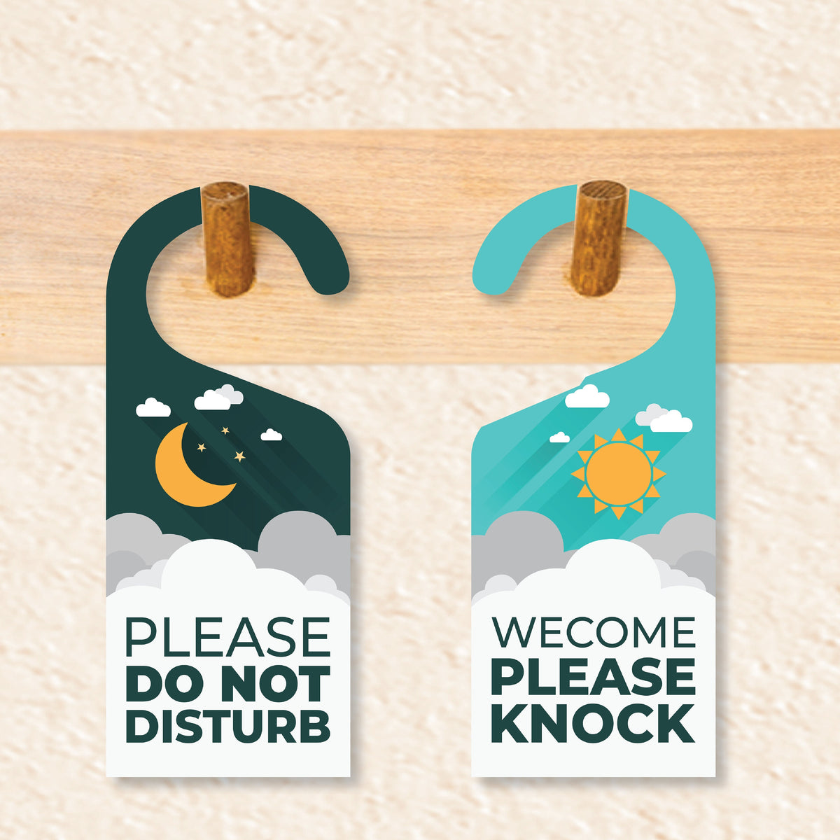 Welcome/Do Not Disturb Door Hanger Sign - PVC Double-Sided Door Knob H ...