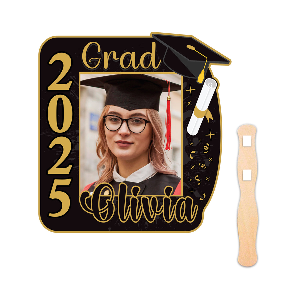 Custom Face Fans With Wooden Handle, Graduation Head, Grad Face Fans ...