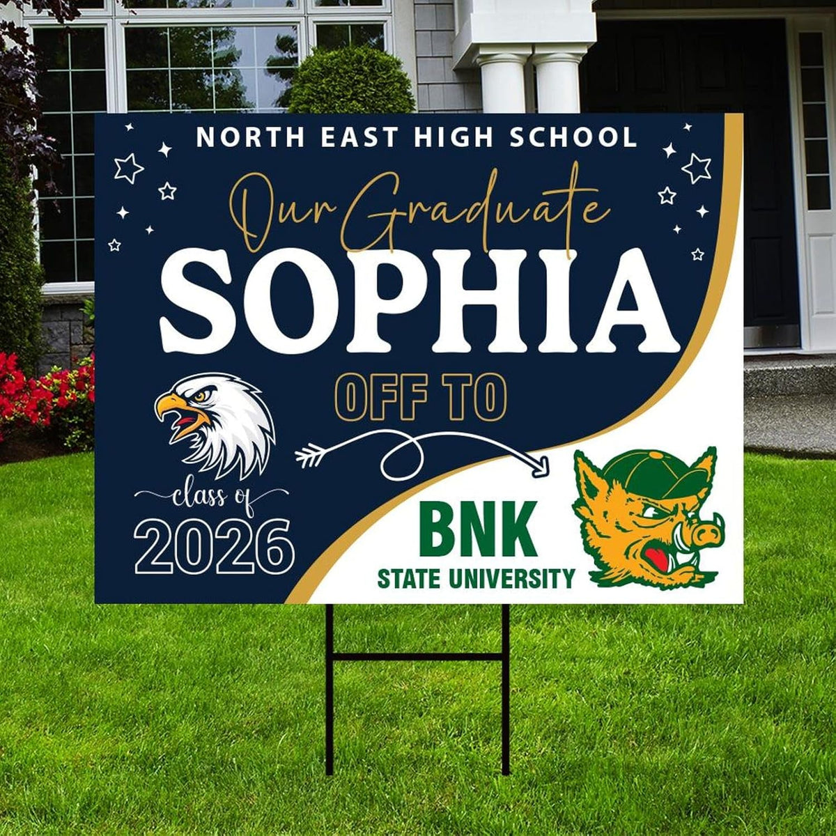 Personalized College Bound Yard Sign, College Logo Sign, Class of 2026 ...