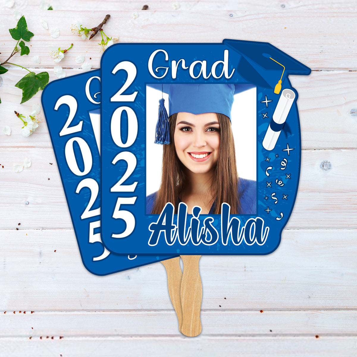 Custom Face Fans With Wooden Handle, Graduation Head, Grad Face Fans ...