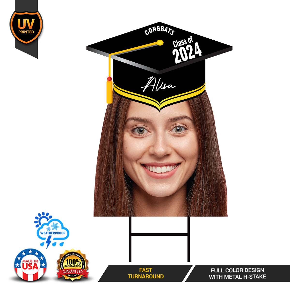 Custom Graduation Face Yard Sign 2024 – Voila Print Inc