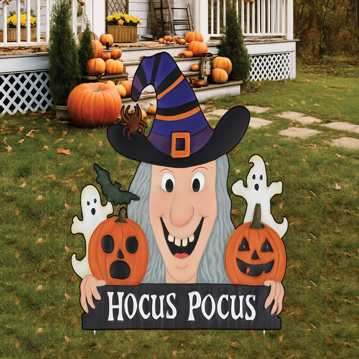 Hocus Pocus Witch Yard Sign, Halloween Ghost and Pumpkin Garden Stake ...