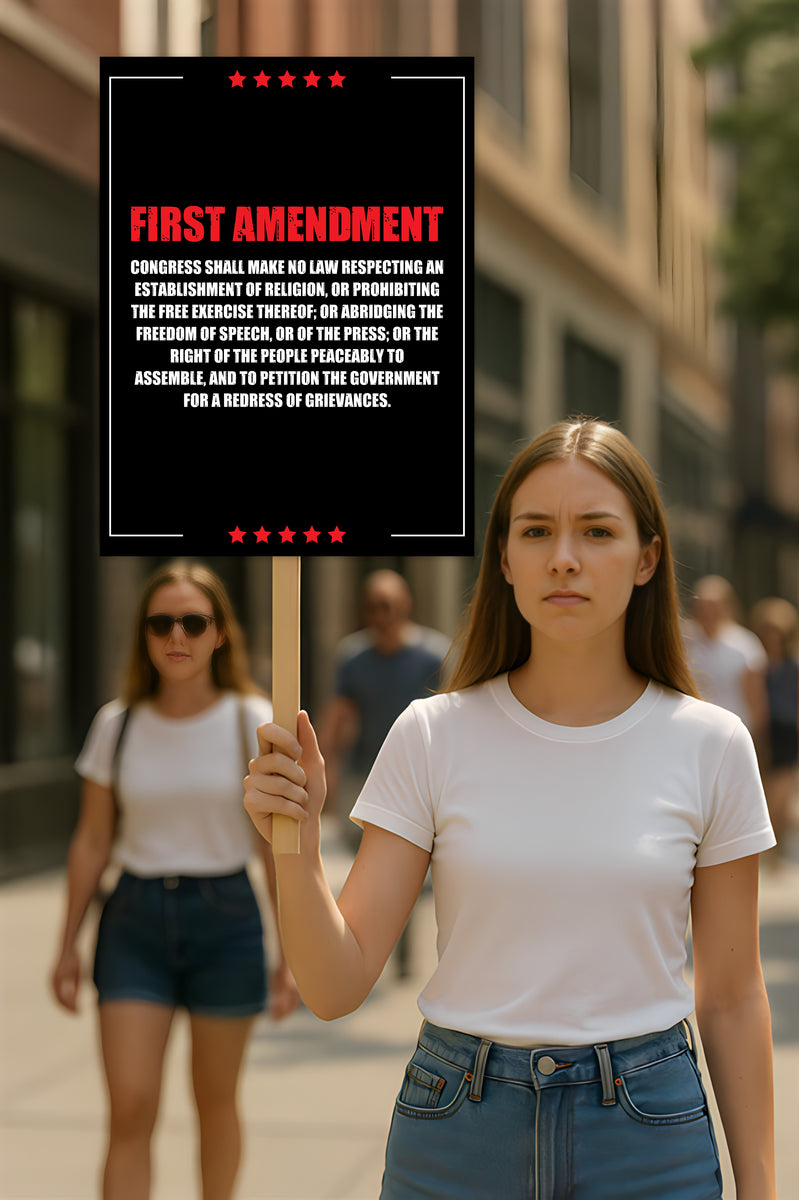 1st Amendment Free Speech Constitution Protest Sign, No Kings In Ameri ...