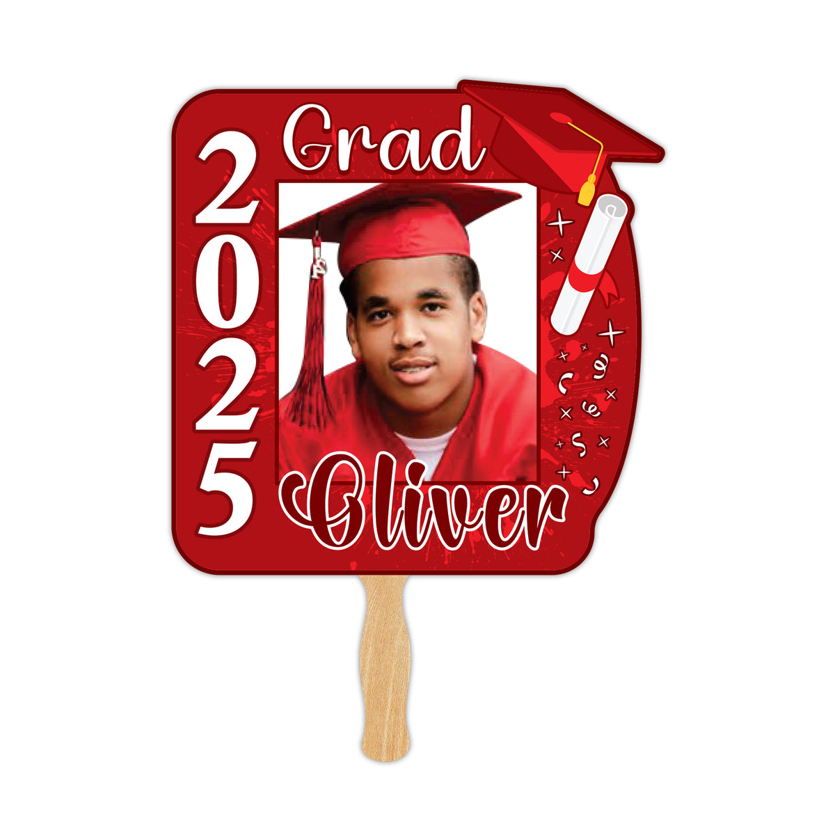 Custom Face Fans With Wooden Handle, Graduation Head, Grad Face Fans ...