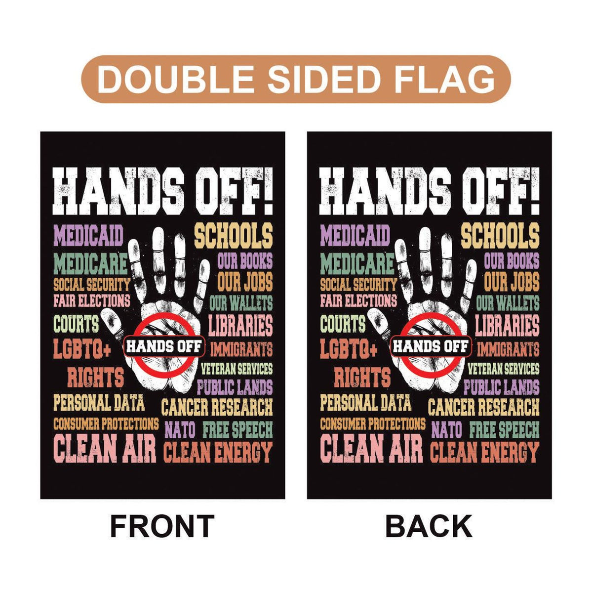 Hands Off Protest Garden Flag, Double Sided, Resist Hate Flag, Anti-Tr ...