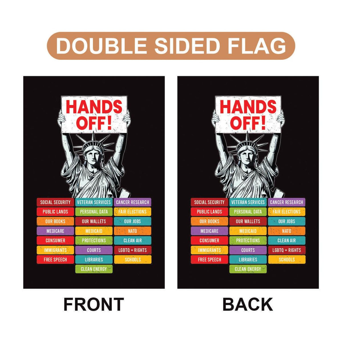 Hands Off Protest Garden Flag, Double Sided, Resist Hate Flag, Anti-Tr ...