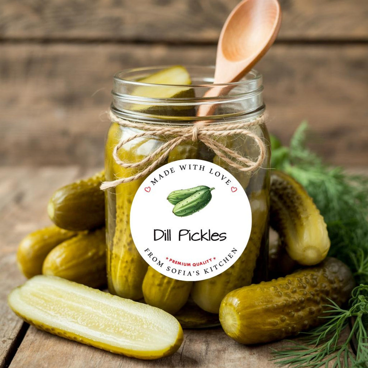 Personalized Dill Pickle Roll Labels, Custom Pickle Product Stickers ...