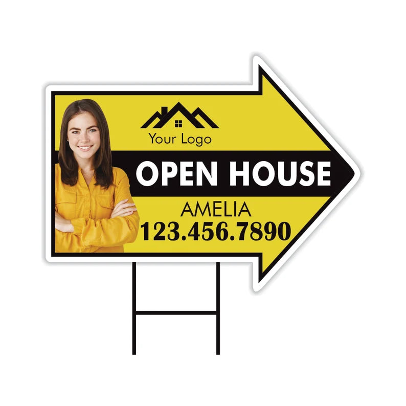 Custom Open House Arrow Yard Sign – Voila Print Inc