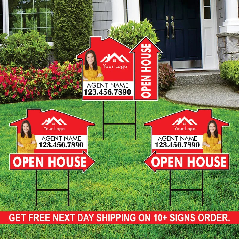10 Pack Custom Open House Arrow Yard Sign – Voila Print Inc