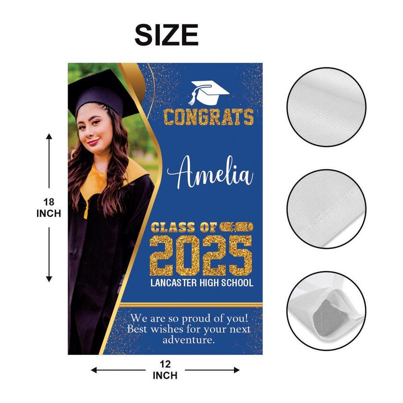 Personalized Graduation Garden Flag with Photo, Double Sided, Custom N ...