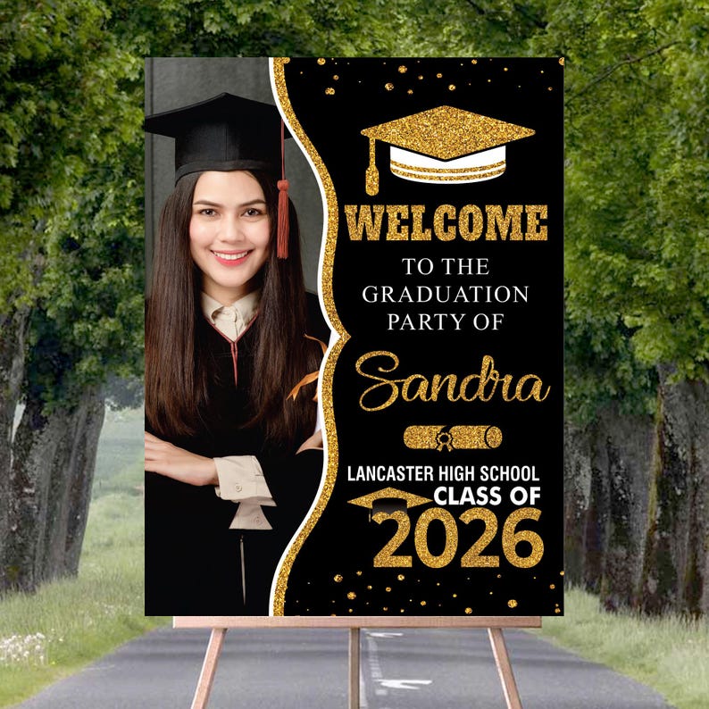 Personalized Graduation Welcome Sign, Custom Class of 2026 Party Sign ...