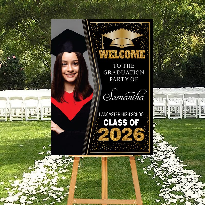Personalized Graduation Welcome Sign, Custom Class of 2026 Party Sign ...