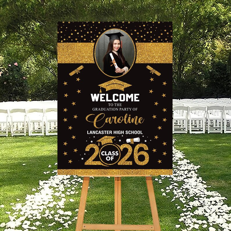 Personalized Graduation Welcome Sign, Custom Class of 2026 Party Sign ...