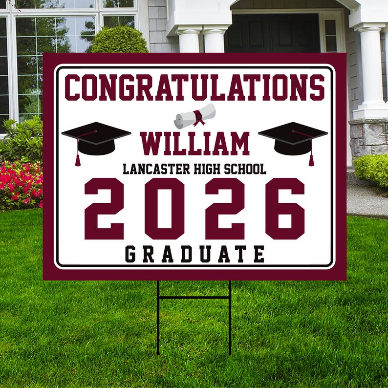 Custom Graduation Yard Sign 2026 - Coroplast Grad Sign, Class of 2026 ...