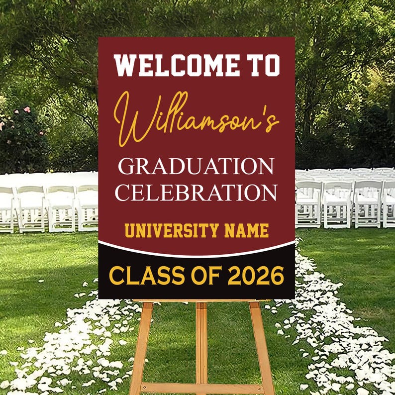 Personalized Graduation Welcome Sign, Custom Class of 2025 Party Sign ...