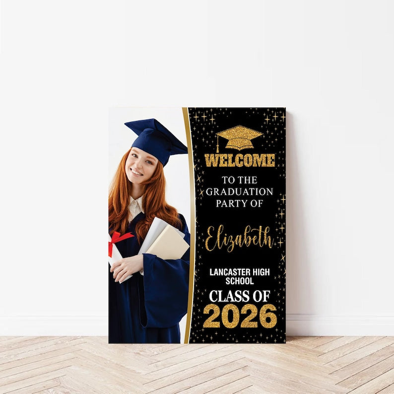 Personalized Graduation Welcome Sign, Custom Class of 2026 Party Sign ...