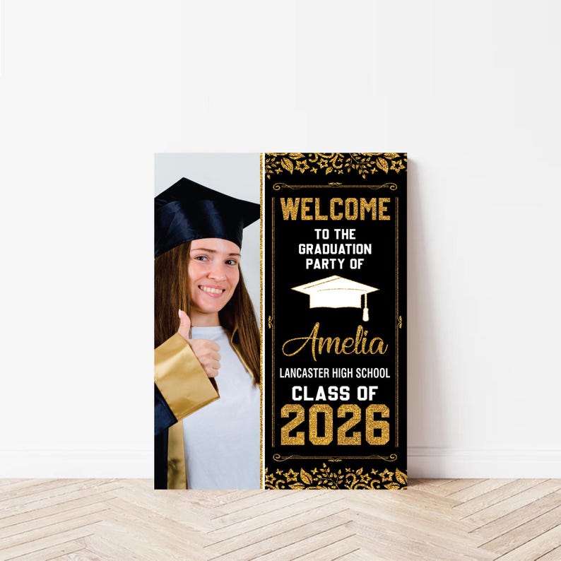 Personalized Graduation Welcome Sign, Custom Class of 2026 Party Sign ...
