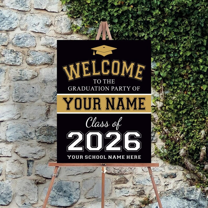 Personalized Graduation Welcome Sign, Custom Class of 2026 Party Sign ...