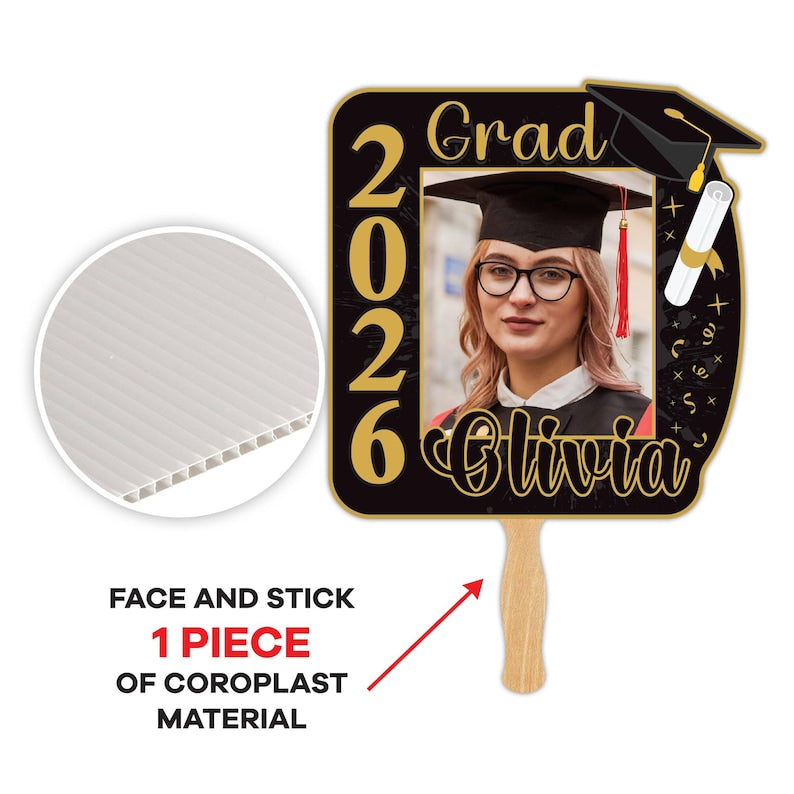 Custom Face Fans With Wooden Handle, Graduation Head, Grad Face Fans ...