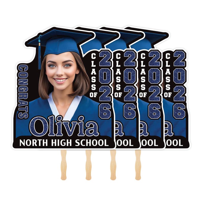 Custom Face Fans With Wooden Handle, Graduation Head, Grad Face Fans ...