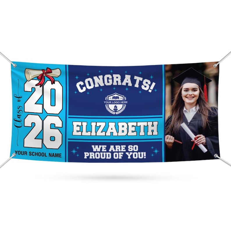 Personalized Graduation Banner 2026 With Photo, High School, College ...