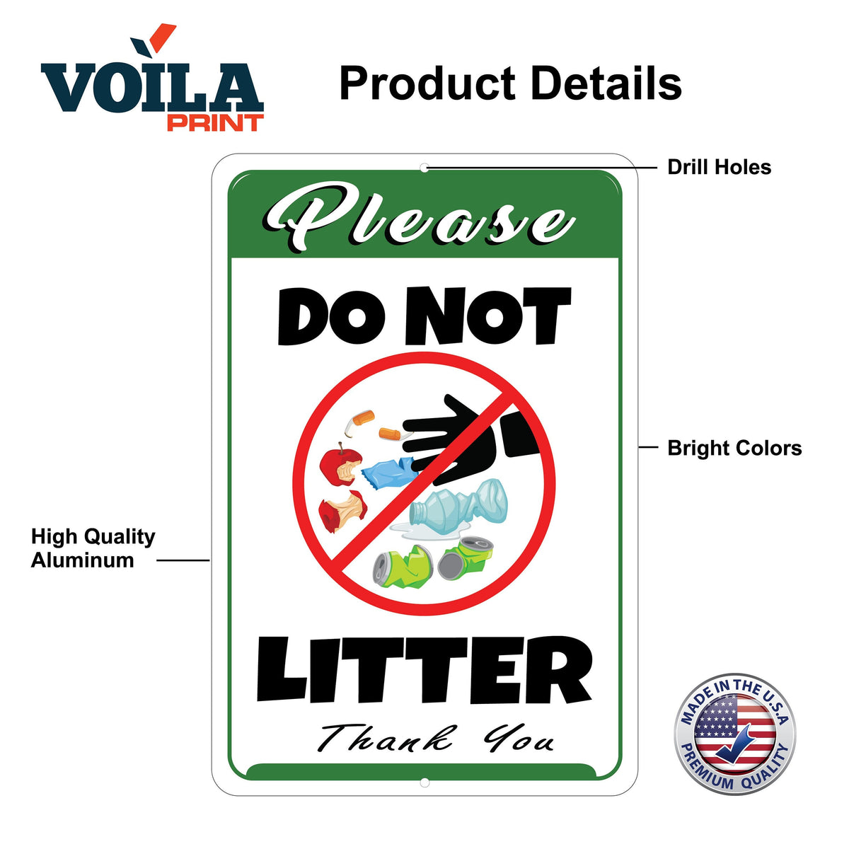 Please Do Not Litter Aluminum Sign - Don't Litter Rust Free Aluminum S ...