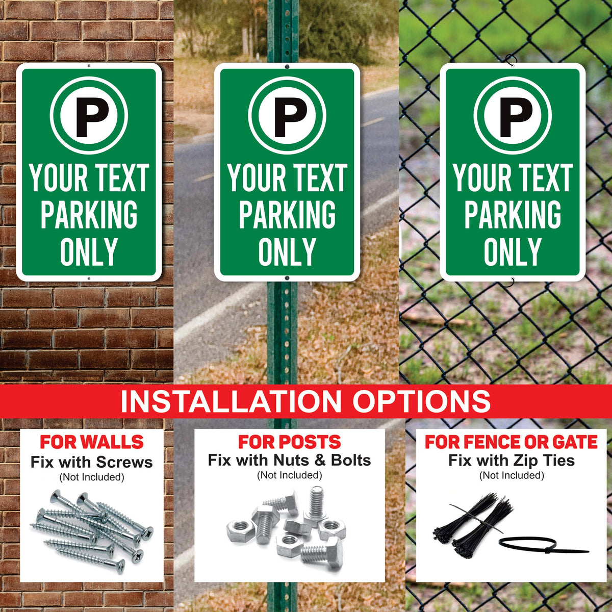 Custom Parking Aluminum Sign for Business - Rust Free Aluminum Sign, W ...