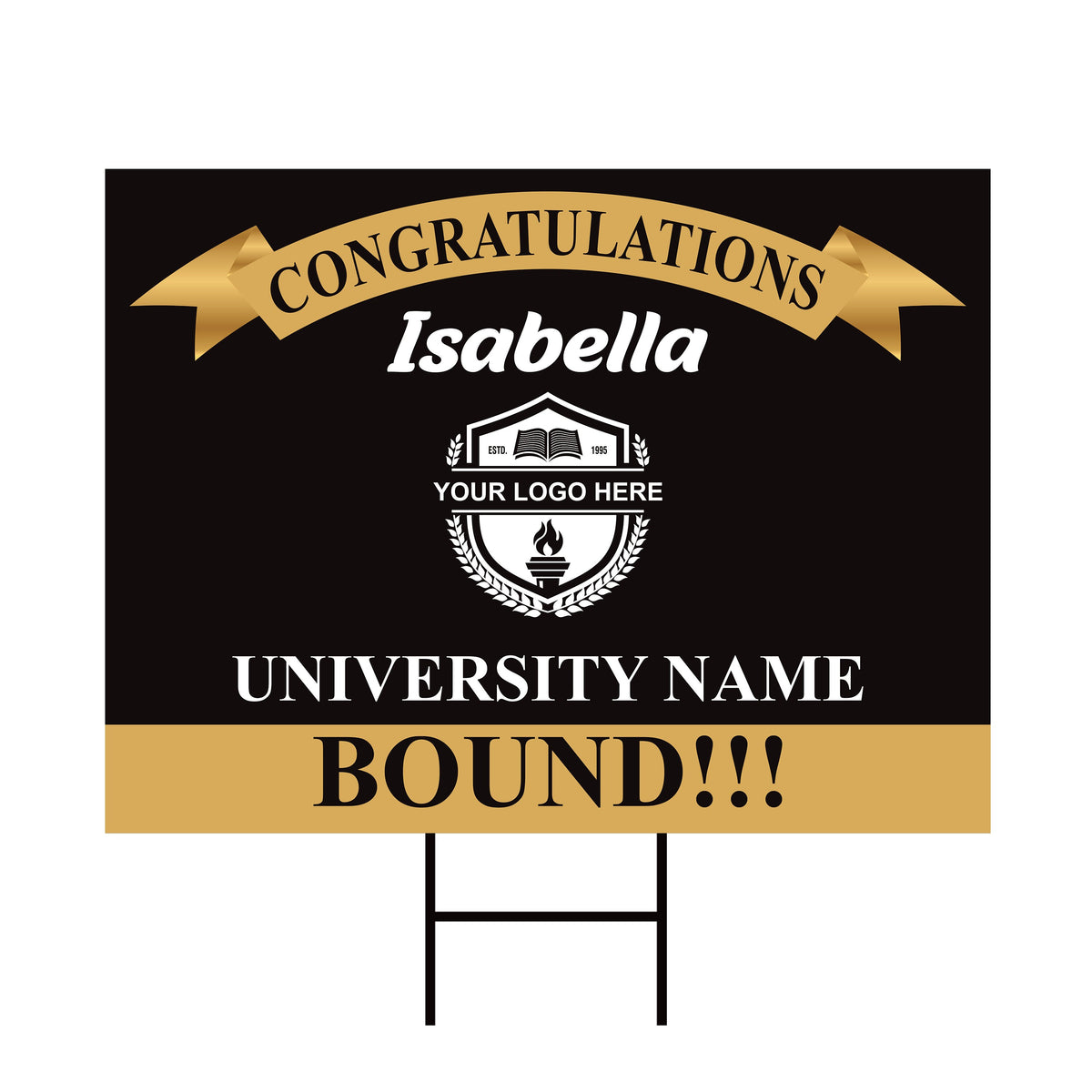 Personalized College Bound Yard Sign, College Logo Sign, Custom Gradua ...