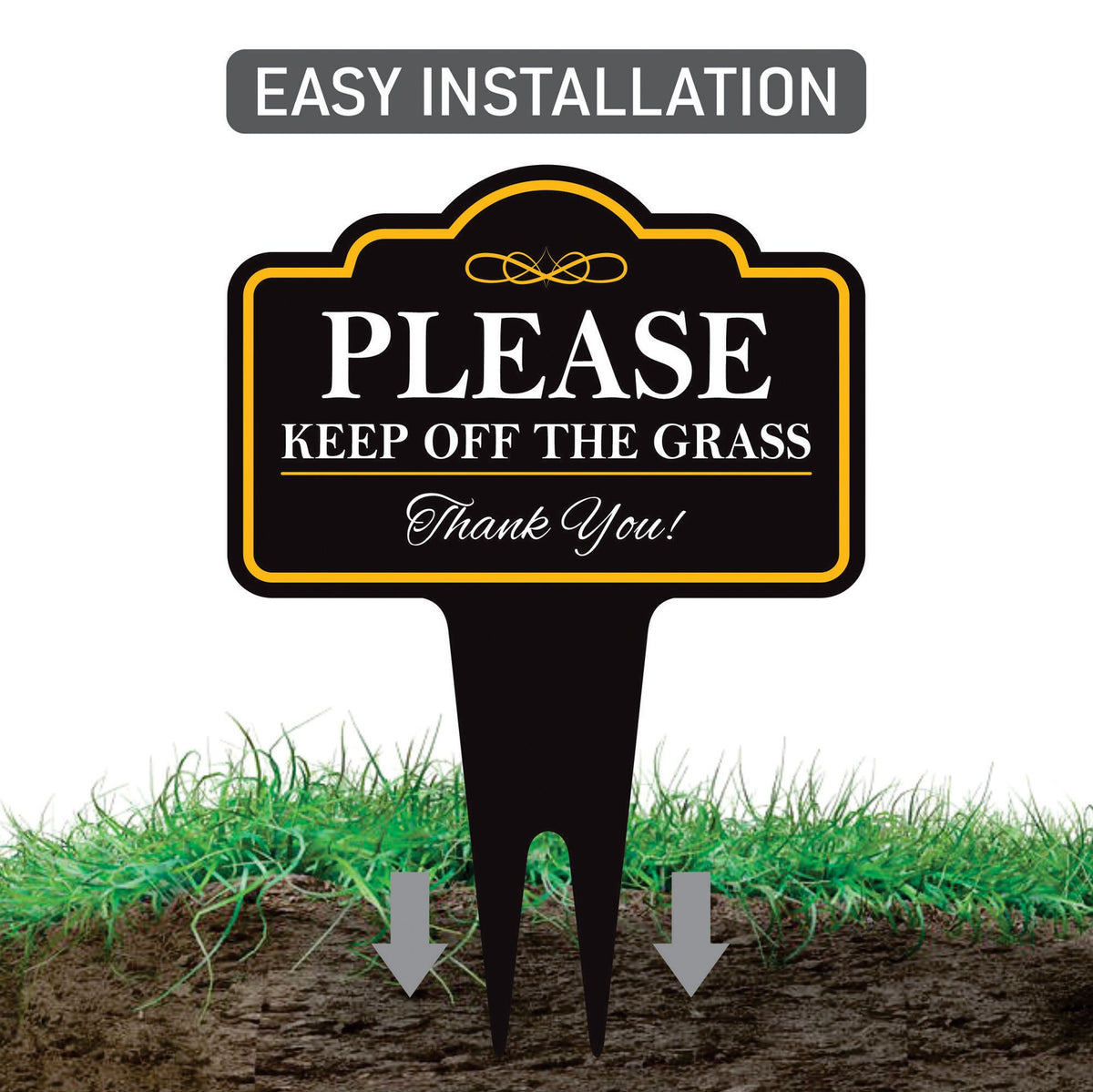 Stay Off Grass Yard Sign 10” x 14” - Rust-free Aluminum Off Grass Sign ...