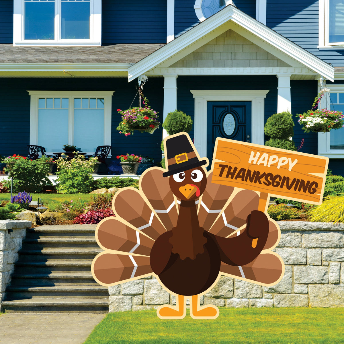 Thanksgiving Turkey Yard Sign - Aluminum Happy Thanksgiving Turkey Yar ...