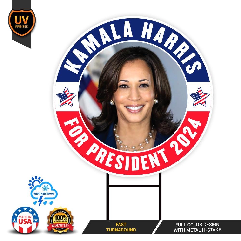Kamala Harris 2024 Yard Sign - Coroplast Kamala Harris For President 2 ...