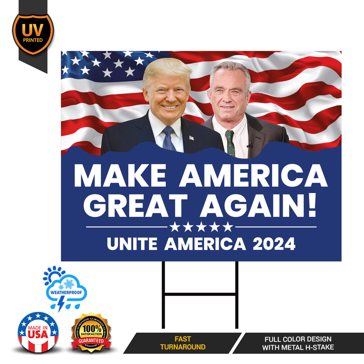 Trump Kennedy 2024 Yard Sign - Coroplast Unite America 2024, Trump For ...