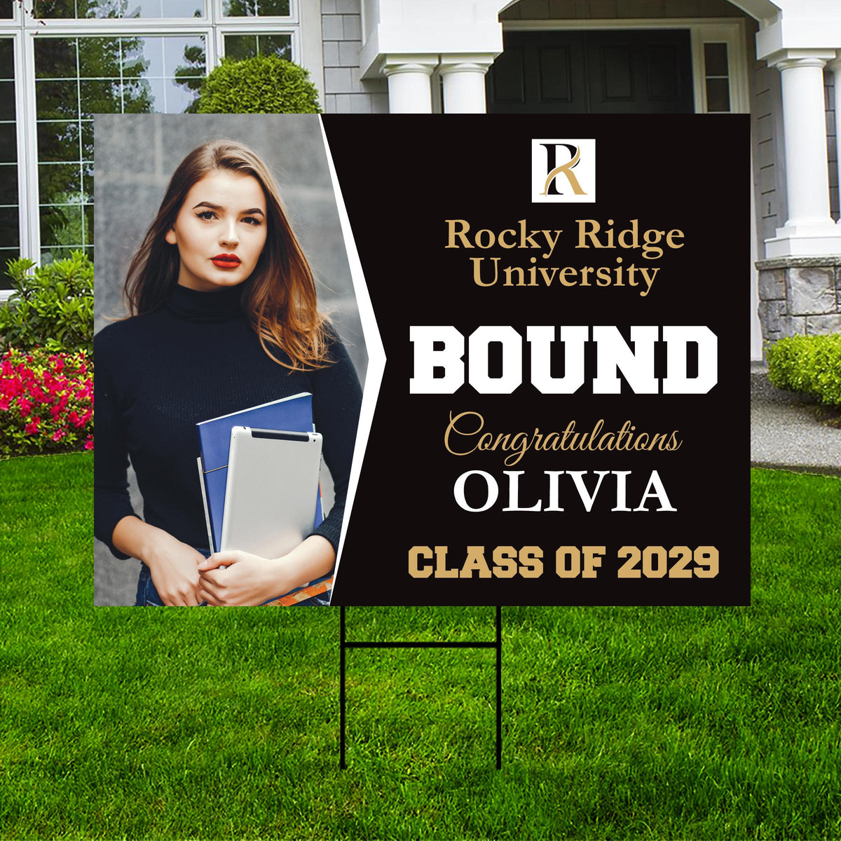 Personalized College Bound Yard Sign, College Logo Sign, Class of 2025 ...