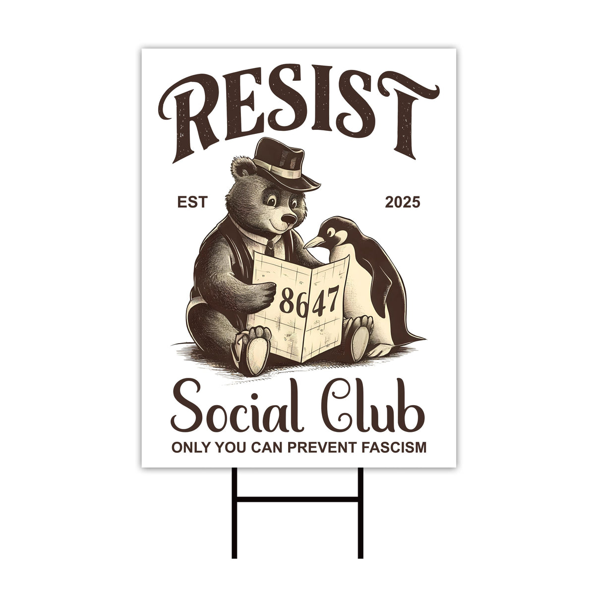 Bears Penguins RESIST Yard Sign - Resist Hate Lawn Sign, Anti-Trump Si ...
