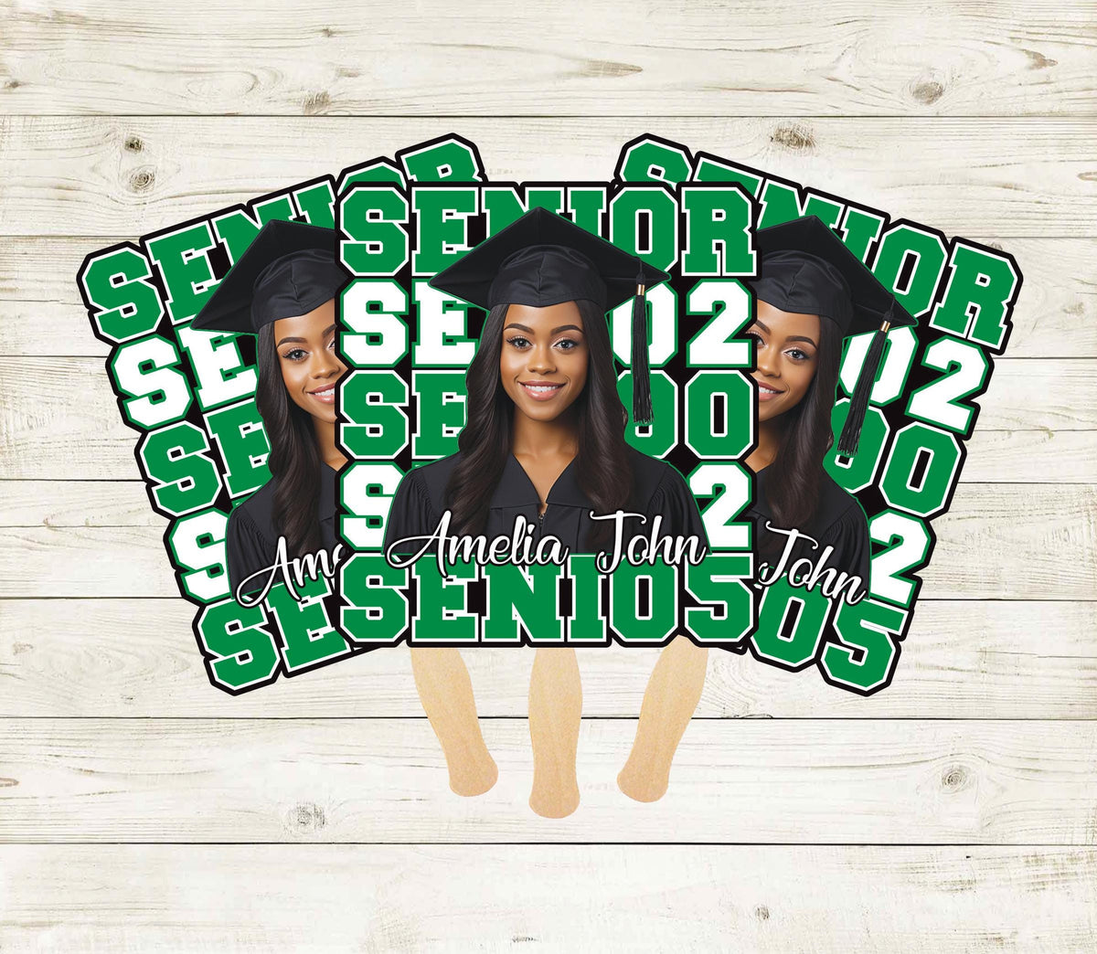 Custom Face Fans With Wooden Handle, Graduation Head, Grad Face Fans ...