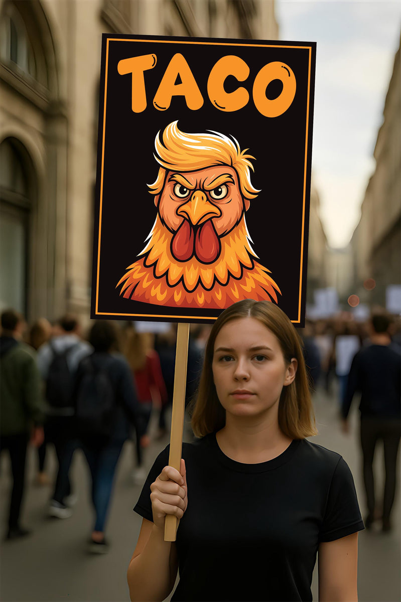 Taco - Trump Always Chickens Out Foam Board Protest Sign, Anti-Trump ...