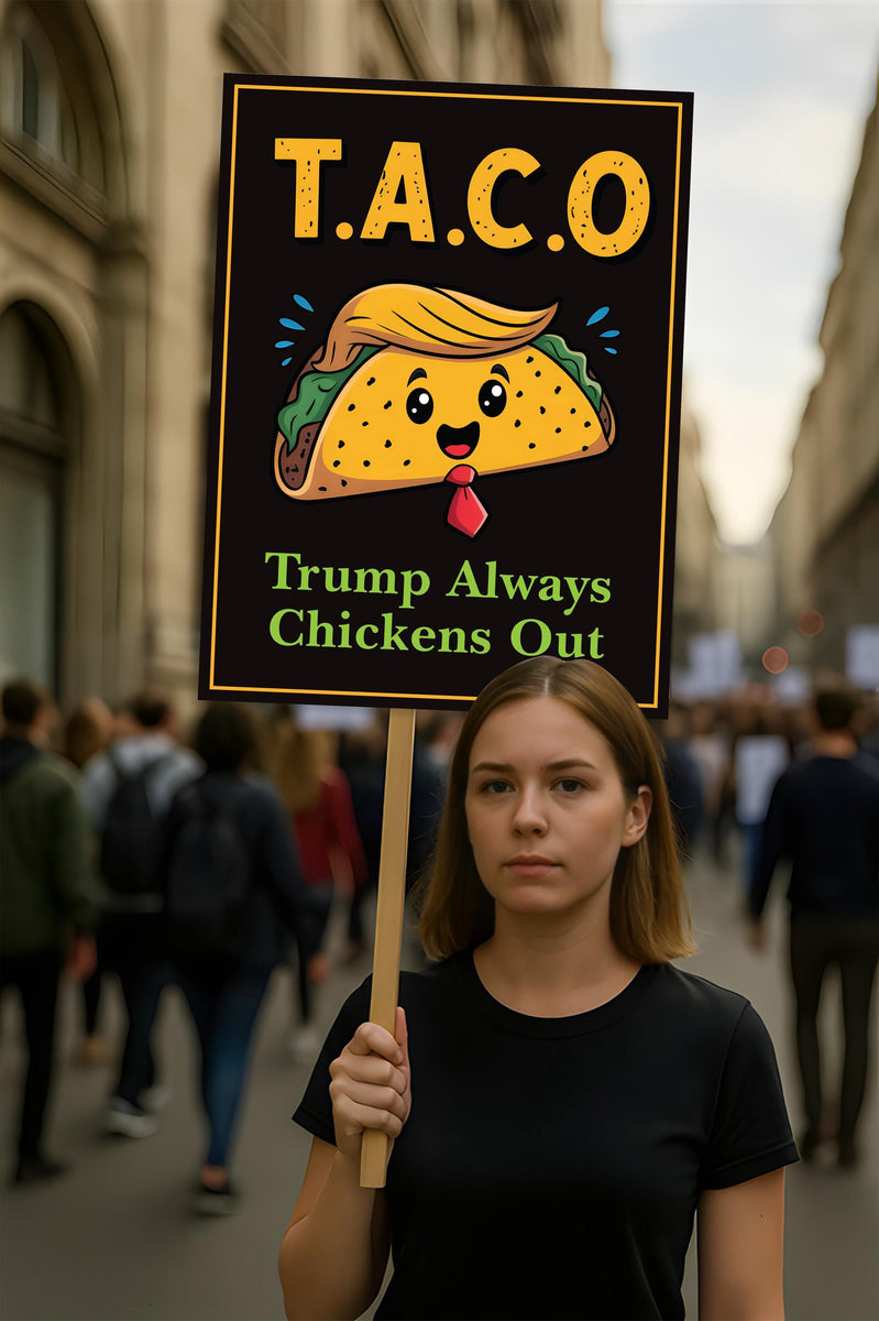 Taco - Trump Always Chickens Out Foam Board Protest Sign, Anti-Trump ...