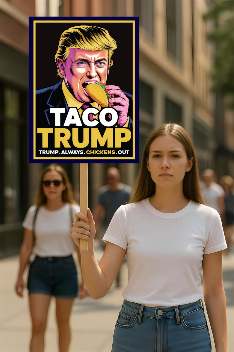 Taco - Trump Always Chickens Out Foam Board Protest Sign, Anti-Trump ...