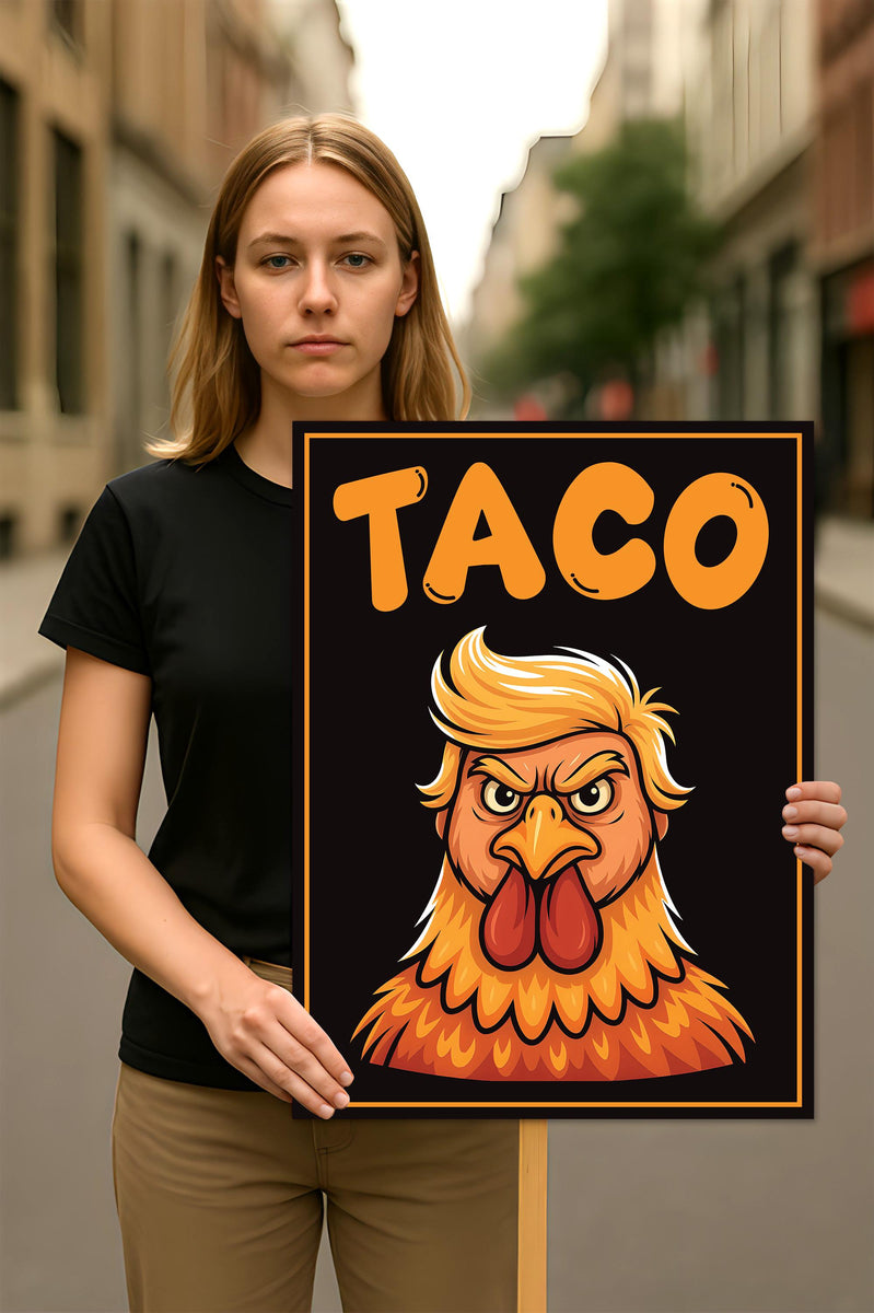 Taco - Trump Always Chickens Out Foam Board Protest Sign, Anti-Trump ...
