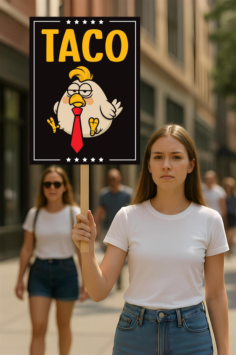 Taco - Trump Always Chickens Out Foam Board Protest Sign, Anti-Trump ...