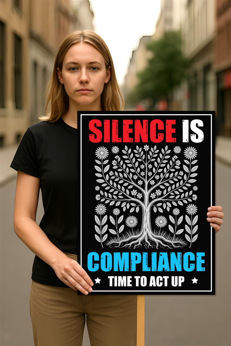 Silence is Compliance Resist Protest Sign, Anti-Trump, Political Activ ...