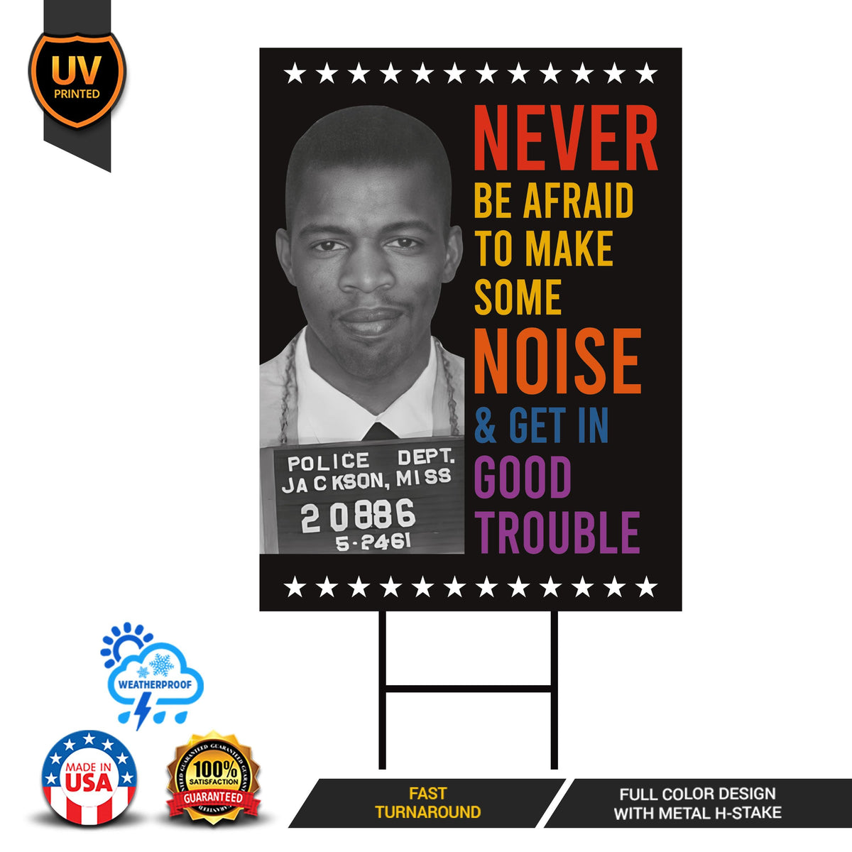 John Lewis Good Trouble Protest Yard Sign - Anti-Trump, Resist Racism ...