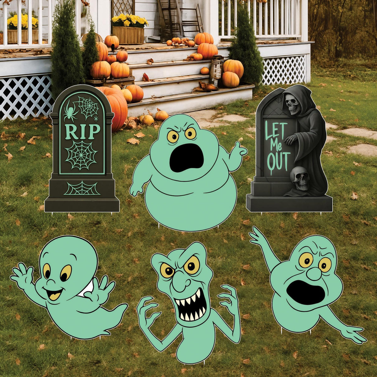 Ghost RIP Tombstone Halloween Yard Signs, Graveyard Lawn Decorations w ...