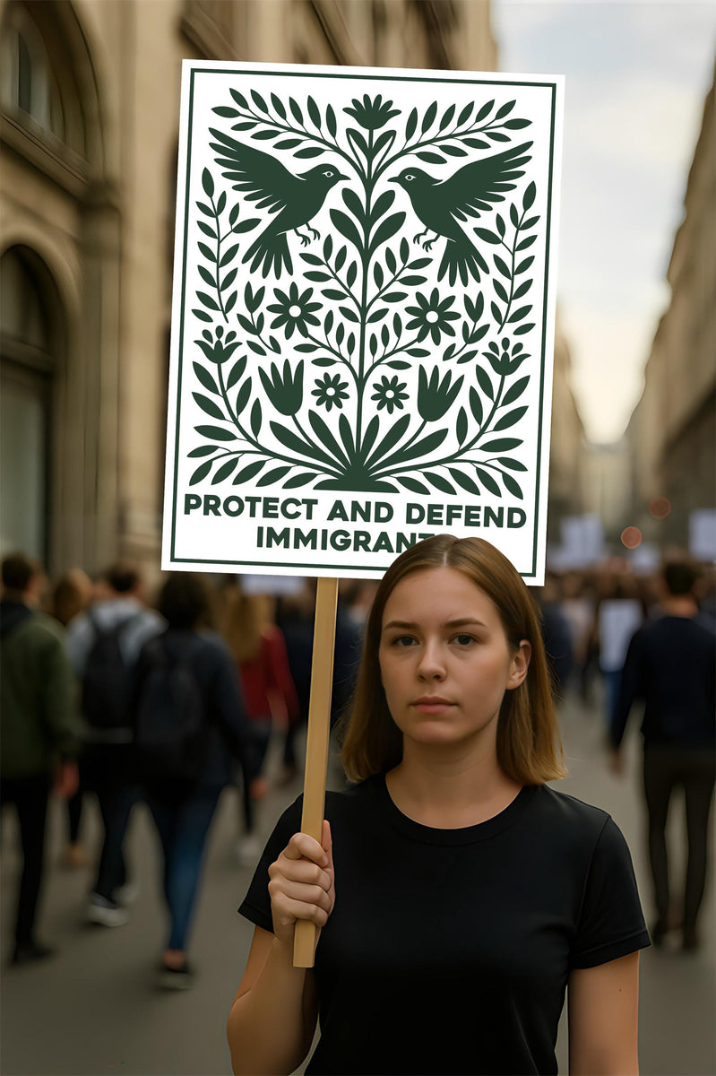 Protect and Defend Immigrants Protest Sign, Anti-Trump Resistance, Pol ...