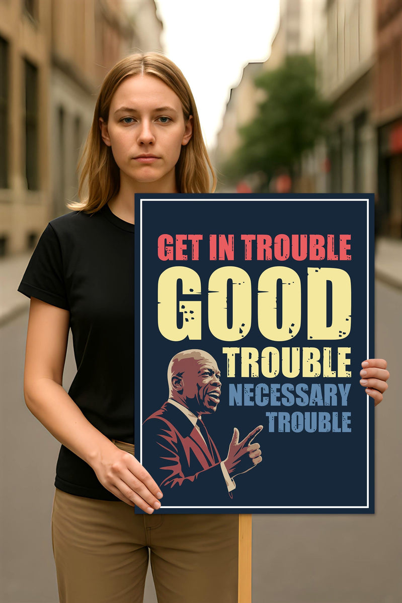 John Lewis Good Trouble Protest Sign, Resist Hate, Anti-Trump, Resist ...