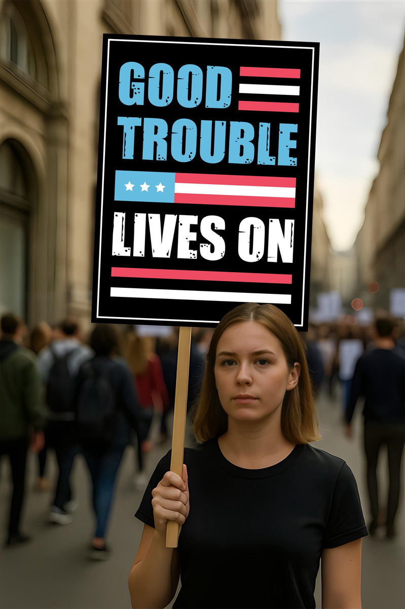 Good Trouble Lives On Protest Sign, John Lewis, Resist Hate, Anti-Trum ...