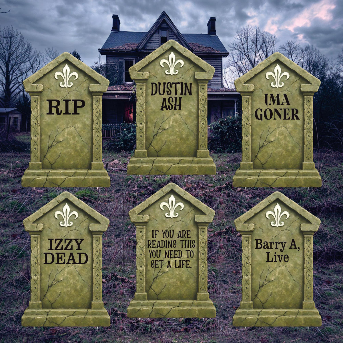 Halloween Tombstone Yard Signs, Graveyard Lawn Decorations with Stakes ...