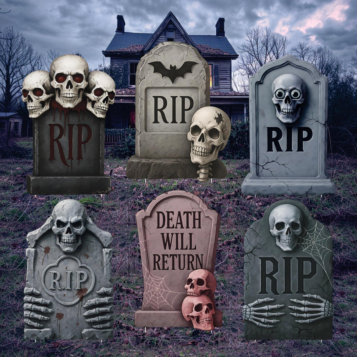Scary Graveyard Tombstone Yard Signs, Hocus Pocus Halloween Decoration ...