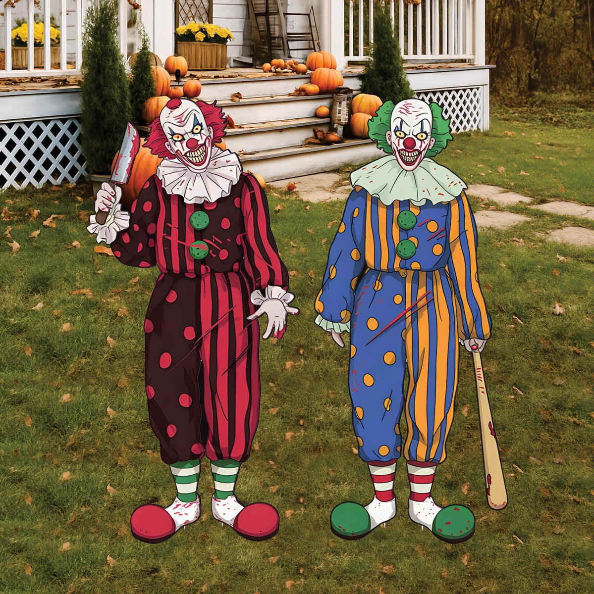 Bloody Clown Halloween Yard Signs with Stakes, Red Green Outdoor Lawn ...